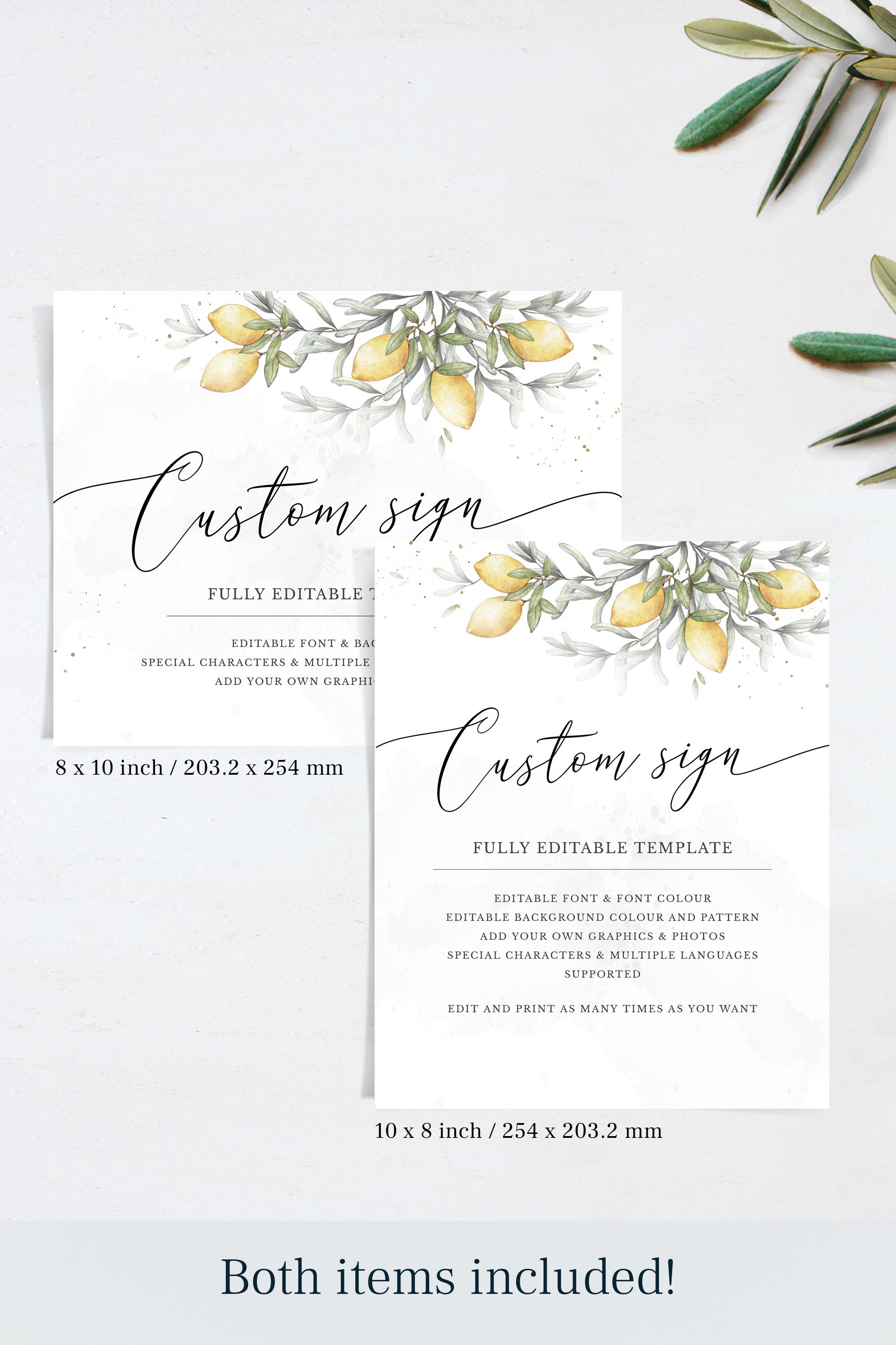 Lemon Printable Personalized Wedding Custom Sign Watercolor - Etsy