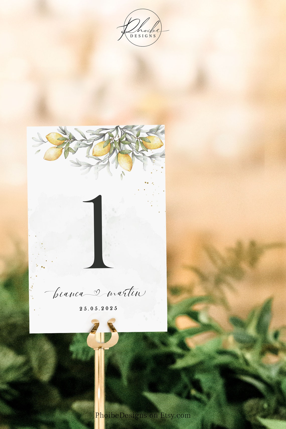 Lemon Table Number Sign Template Editable & Printable Wedding - Etsy