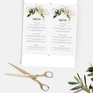 Wedding Menu Template, Garden Theme Wedding Printable Menu Card, Modern ...