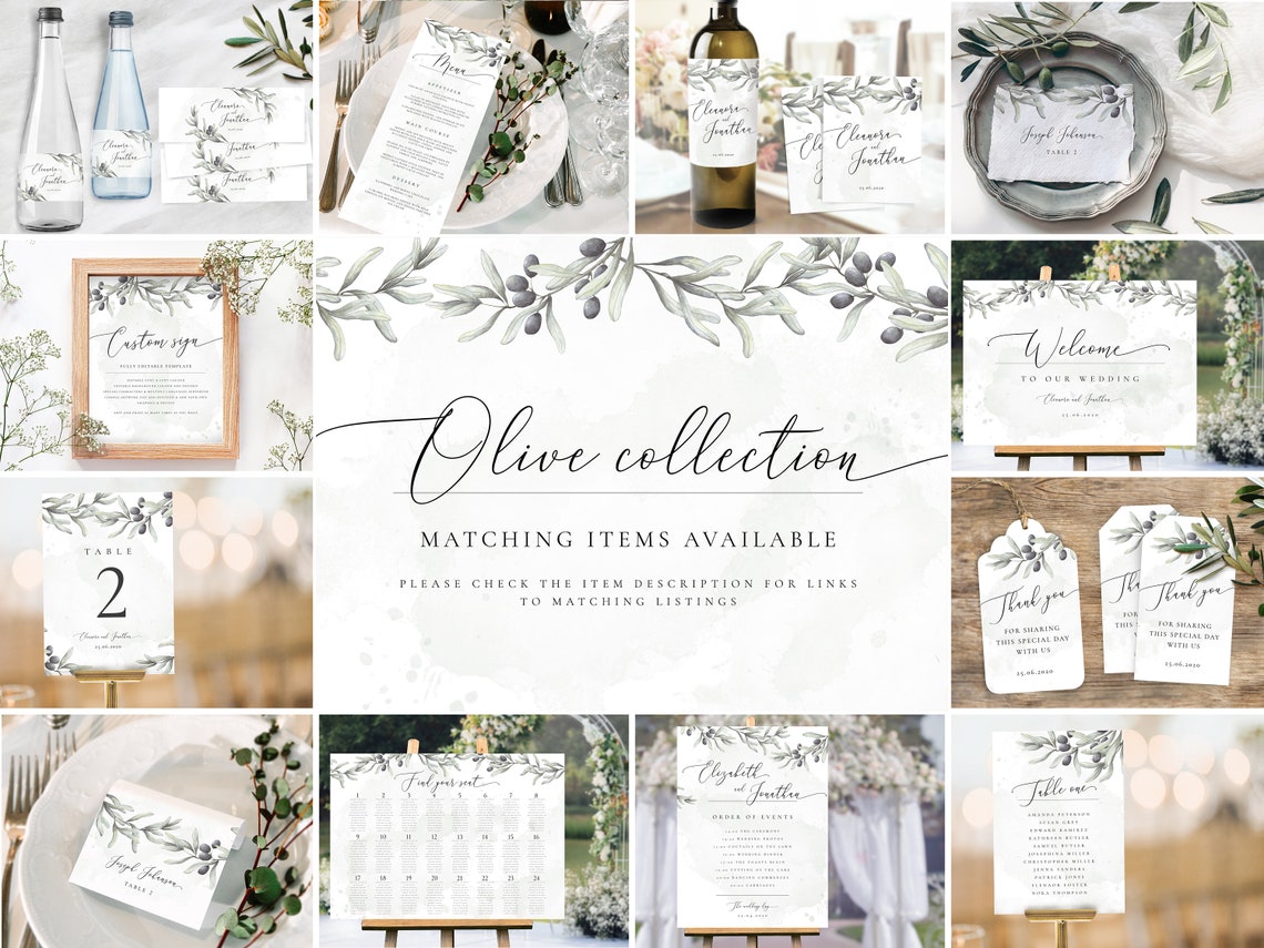 Olive Printable Personalized Wedding Custom Sign Watercolor | Etsy