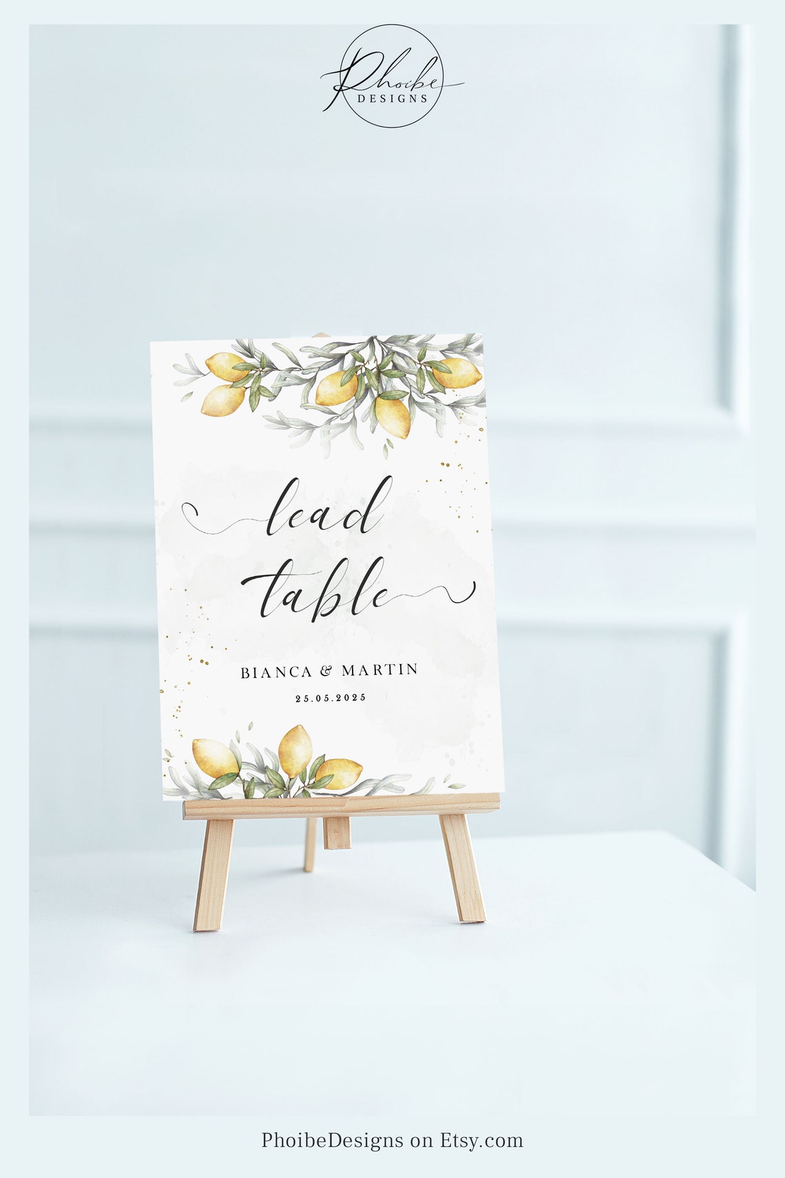 Lemon Table Number Sign Template, Editable & Printable Wedding Table ...