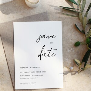 Minimalist Calligraphy Save the Date: Modern Wedding Stationery ...