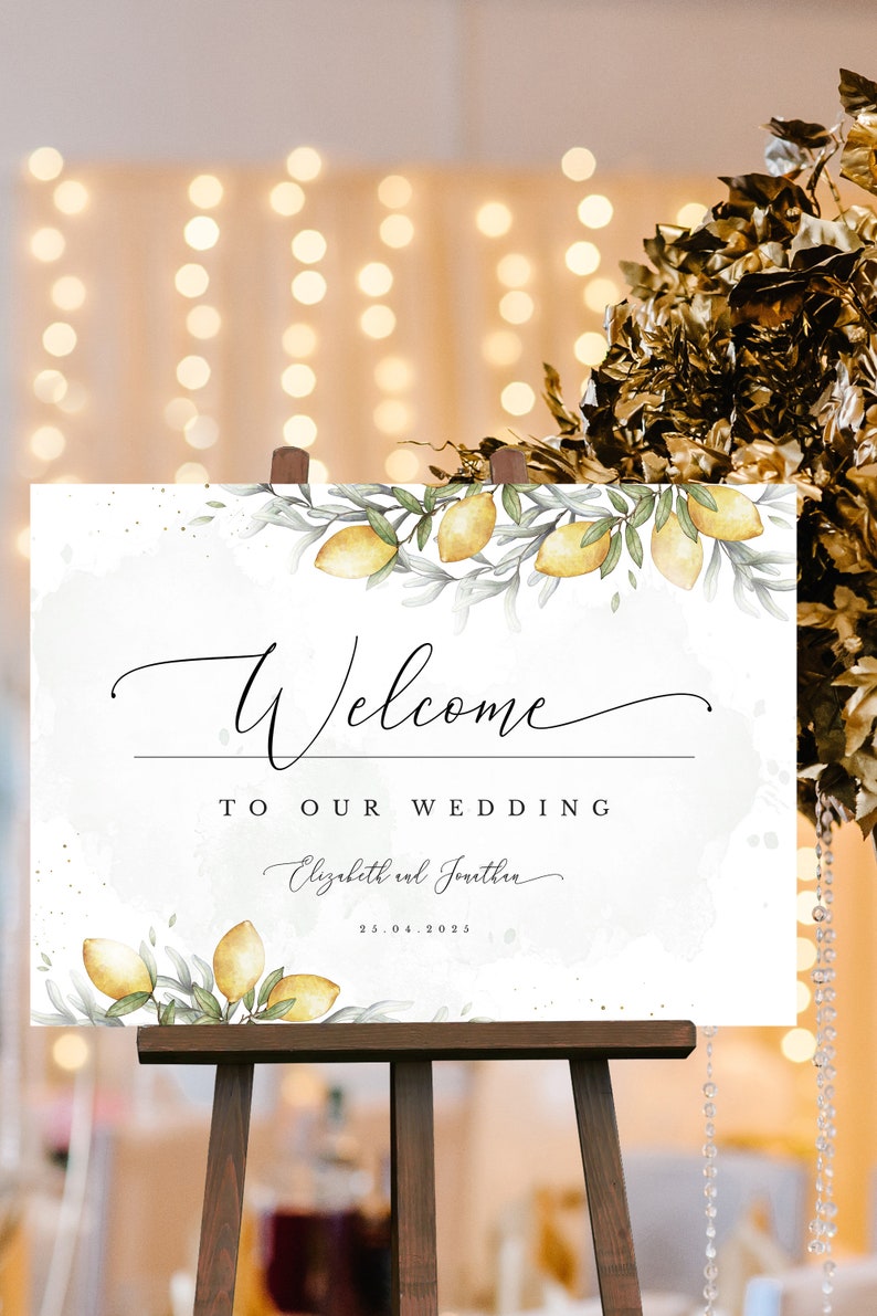 Lemon Printable Wedding Welcome Sign Poster Board Table - Etsy