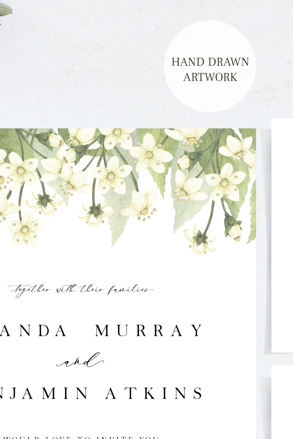 Elder Flower Wedding Invitation Template, Printable Watercolor Green ...