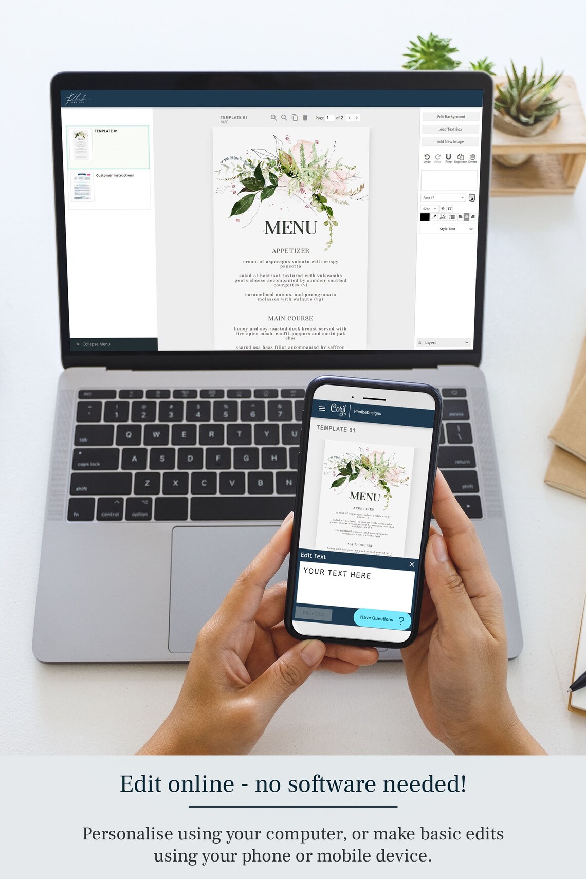 Wedding Menu Template Garden Theme Wedding Printable Menu - Etsy