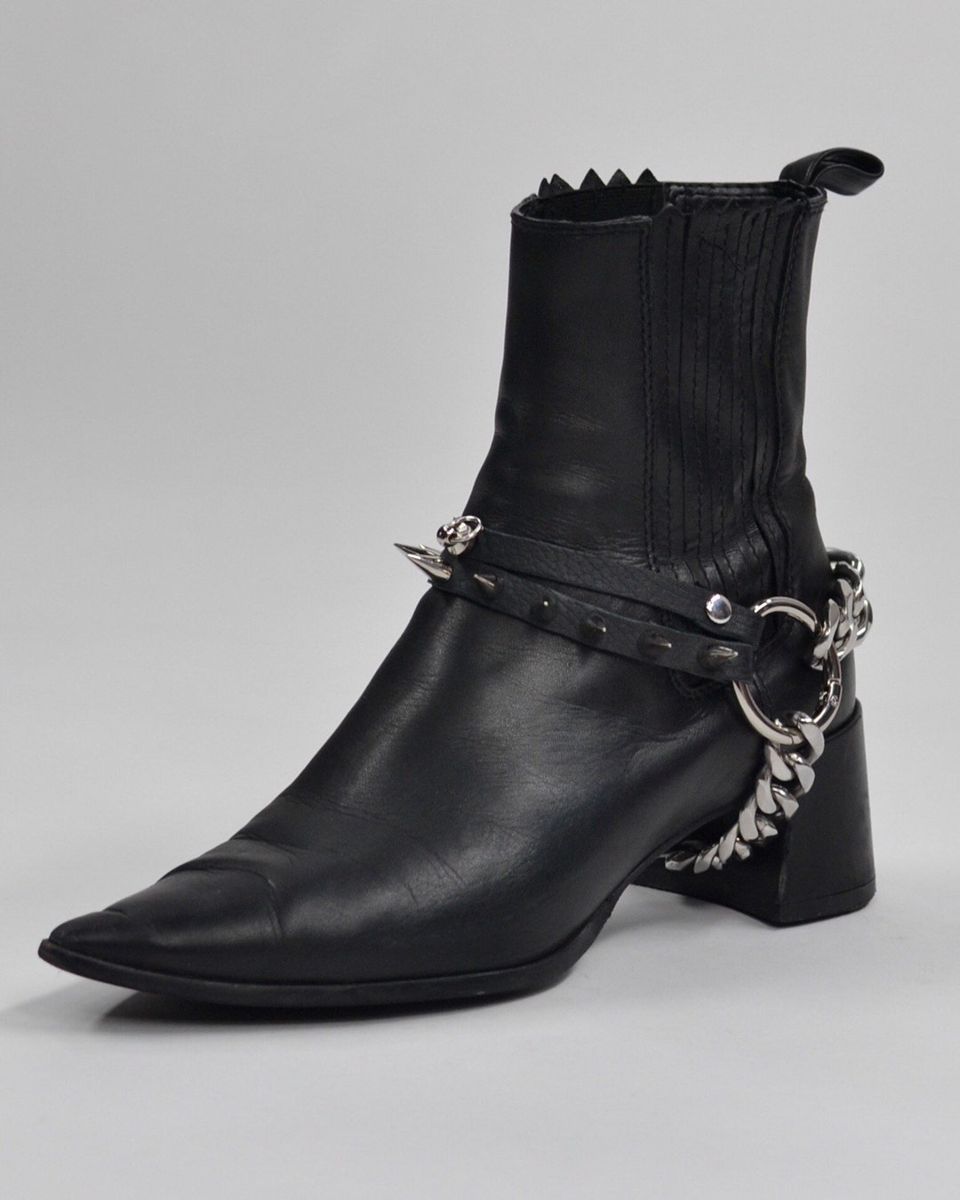 Handmade Leather and Stainless Steel Boot Harnesses Punk Gothic Chunky ...