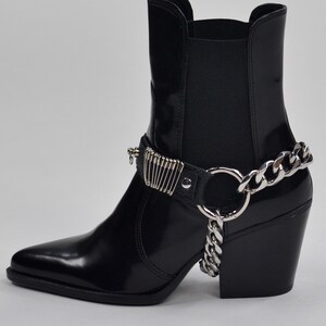 Handmade Leather and Stainless Steel Boot Harnesses Punk Gothic Chunky ...