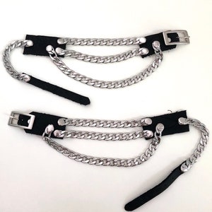 Handmade Leather and Stainless Steel Boot Harnesses Punk Gothic Triple ...