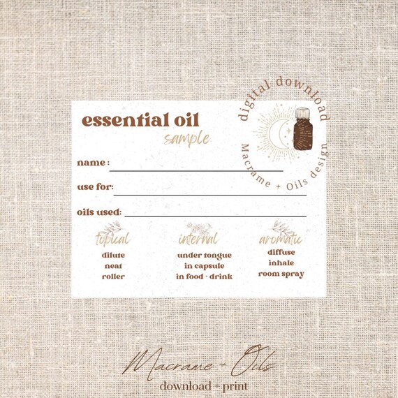 Essential Oil Sample Card Digital Download | Etsy