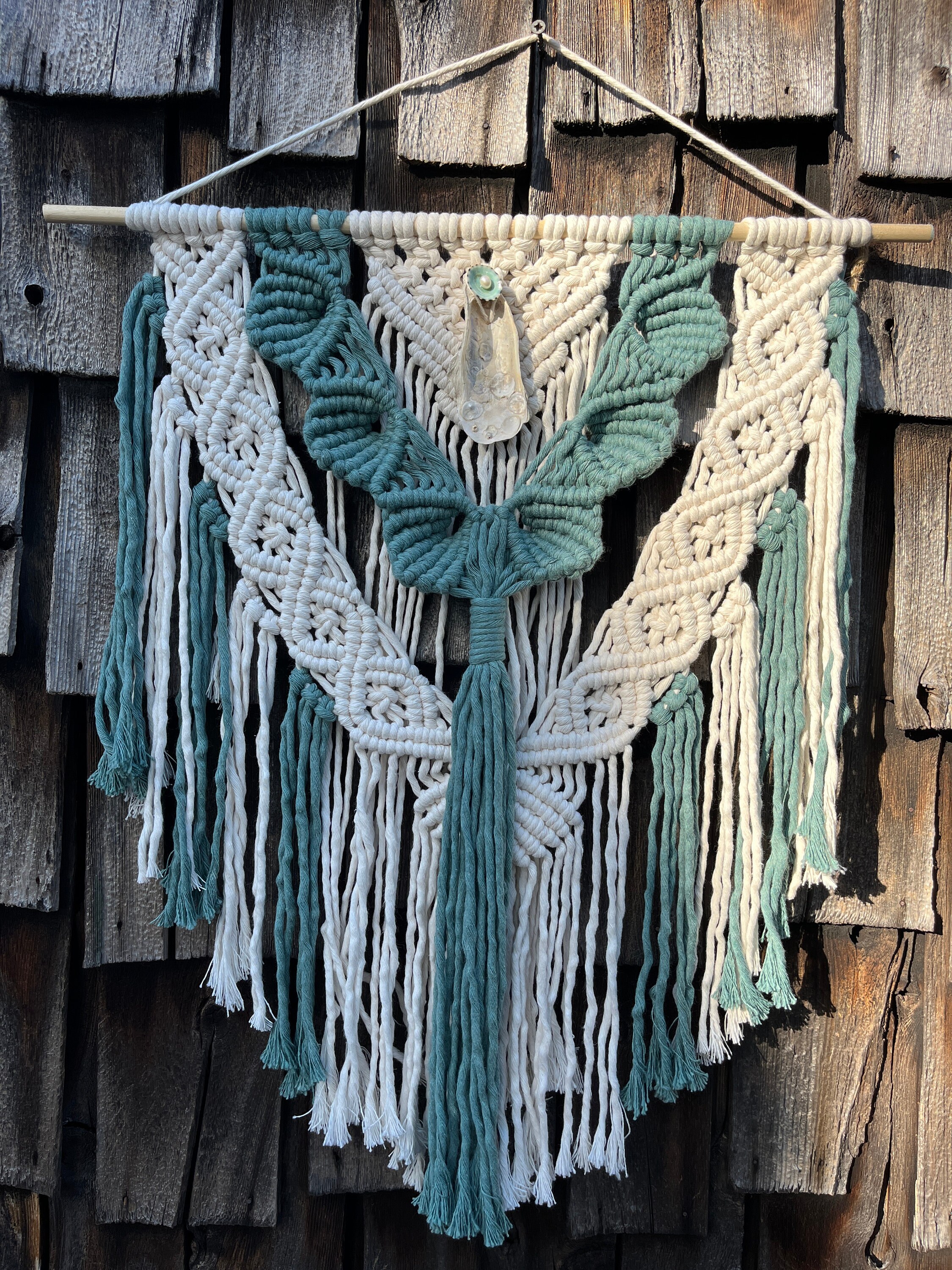 Macrame Wall Hanging, Ocean, Blue, Oyster, Seashells, Beige, Fringe - Etsy