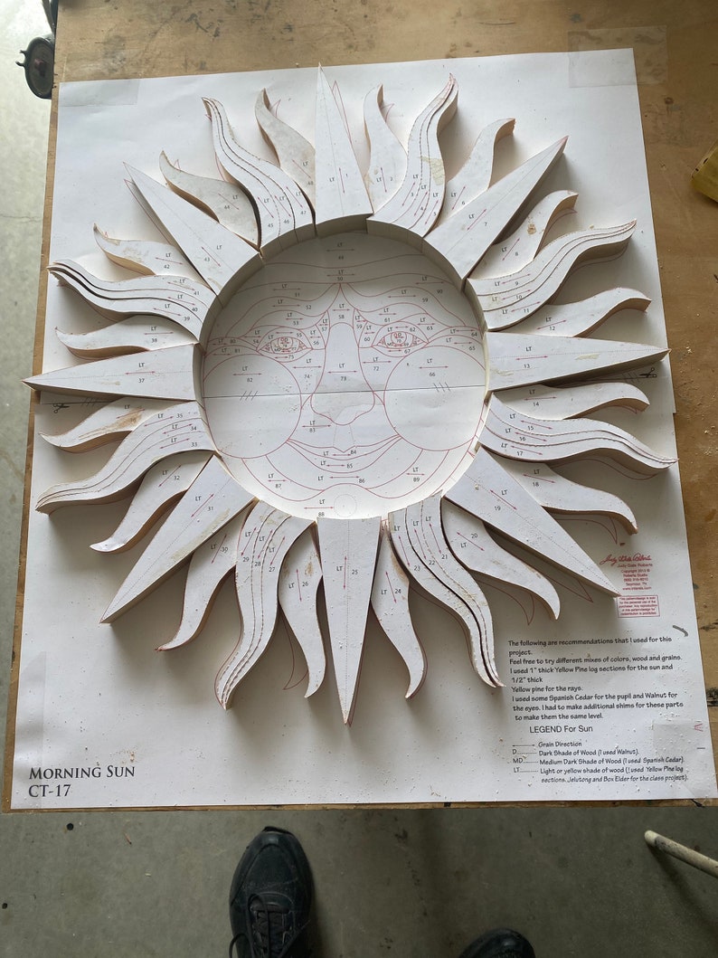 Morning Sun Intarsia Mosaic Wood Wall Hanging Art, Sunshine, Sunrays ...