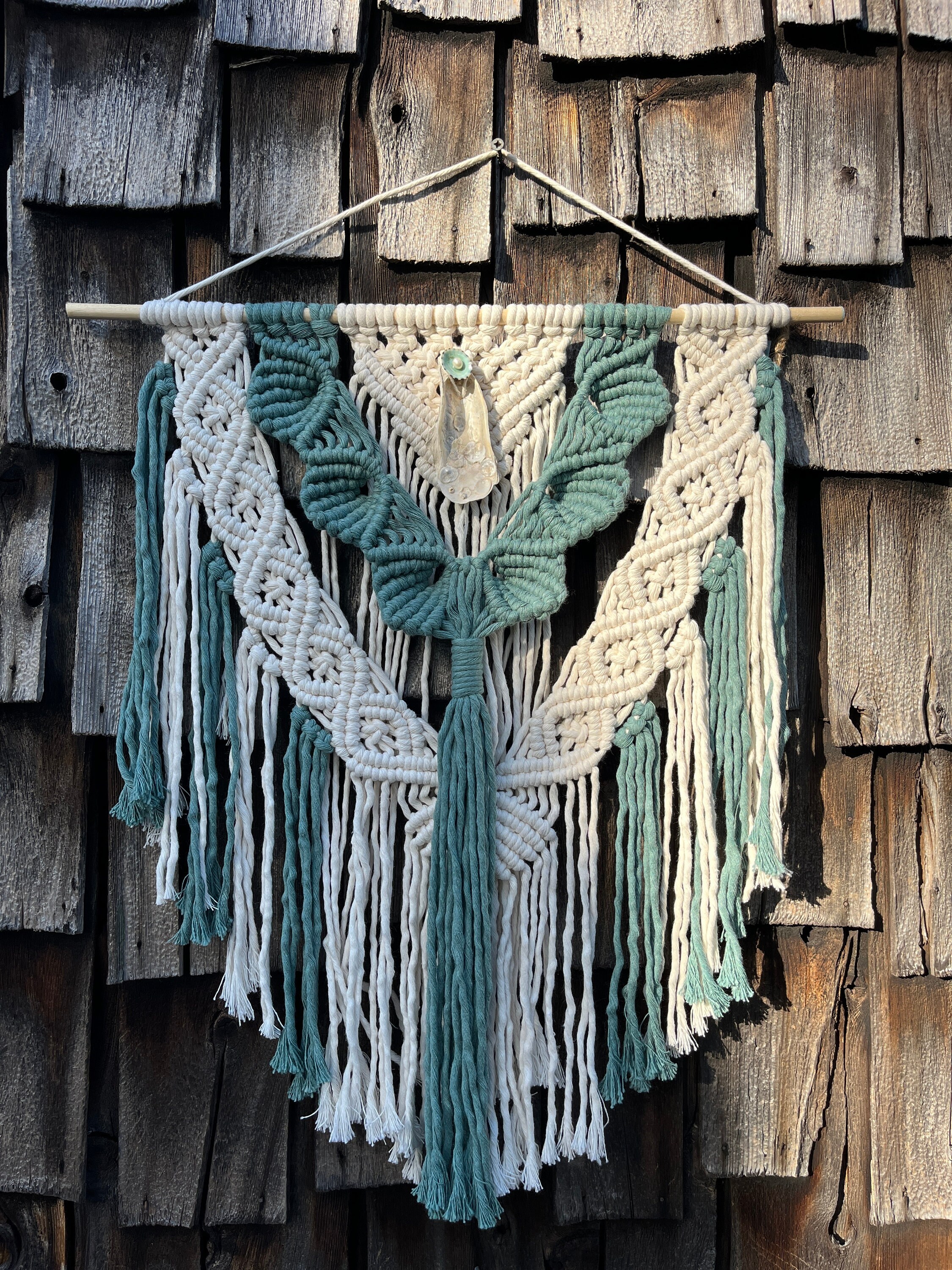 Macrame Wall Hanging, Ocean, Blue, Oyster, Seashells, Beige, Fringe - Etsy