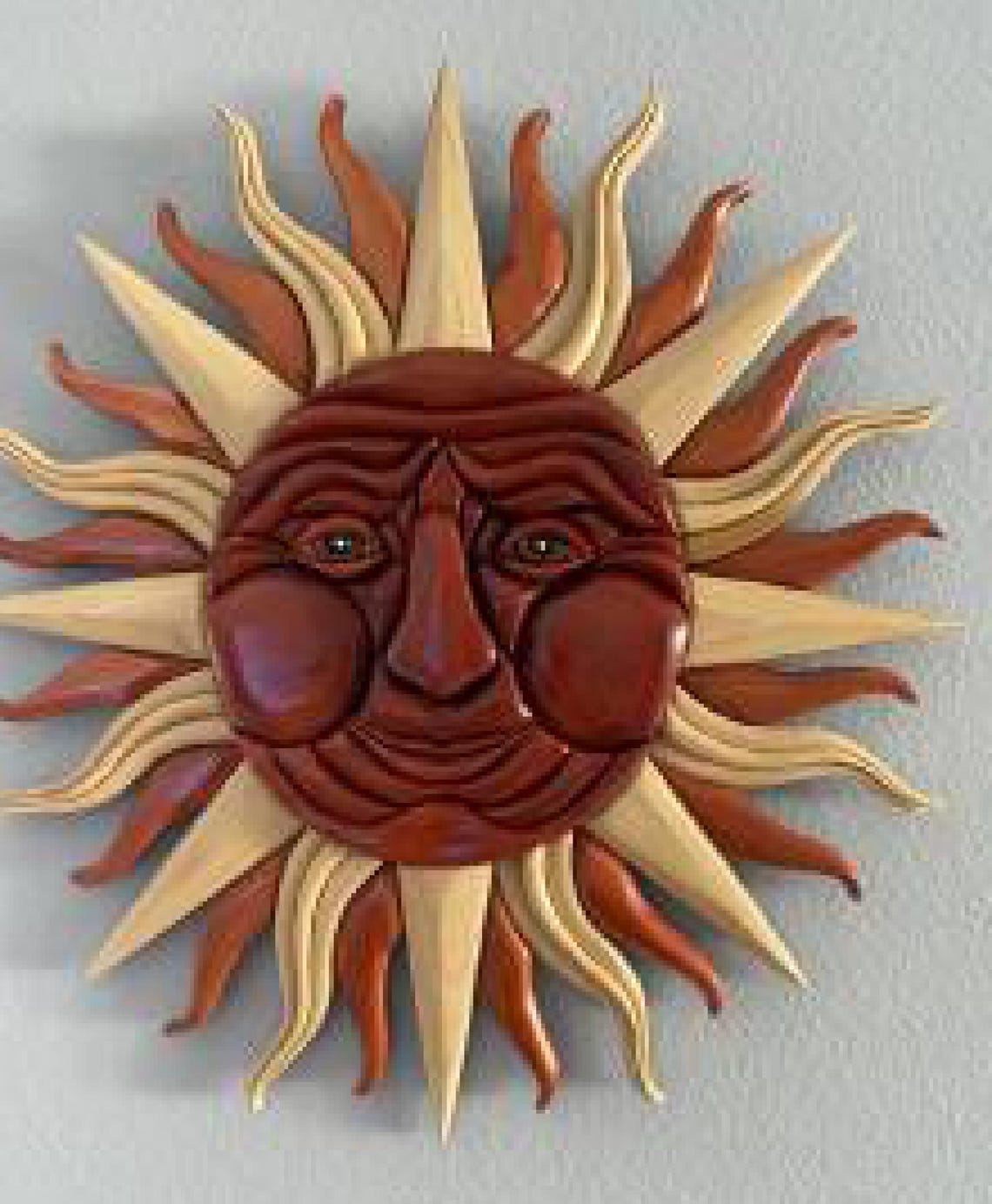 Morning Sun Intarsia Mosaic Wood Wall Hanging Art, Sunshine, Sunrays ...