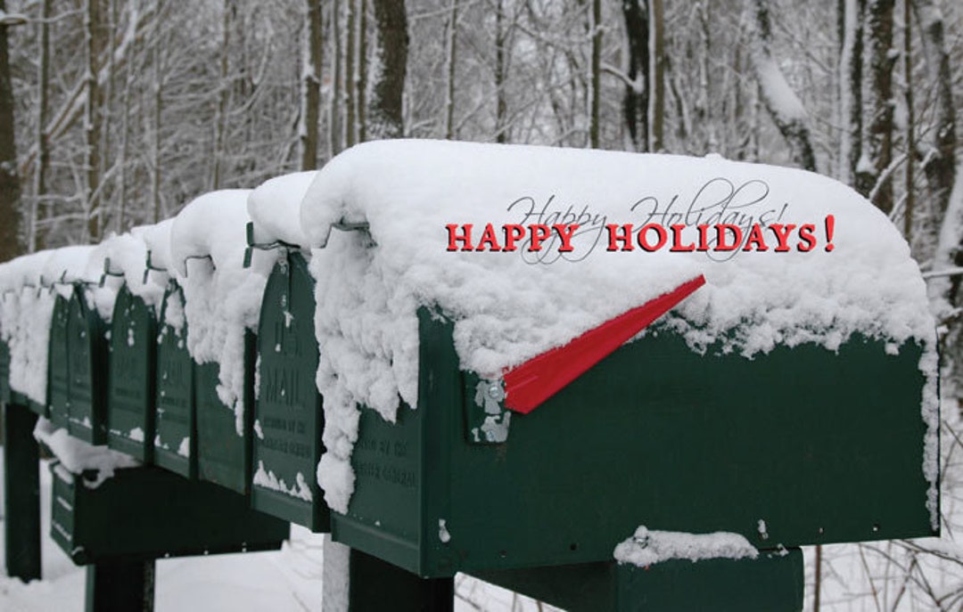Mail Carrier Postcard - Happy Holidays Mailboxes - Etsy