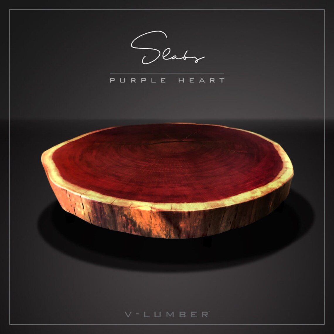 Coffee Table Purple Heart Exotic Wood Slab Table Live Edge | Etsy