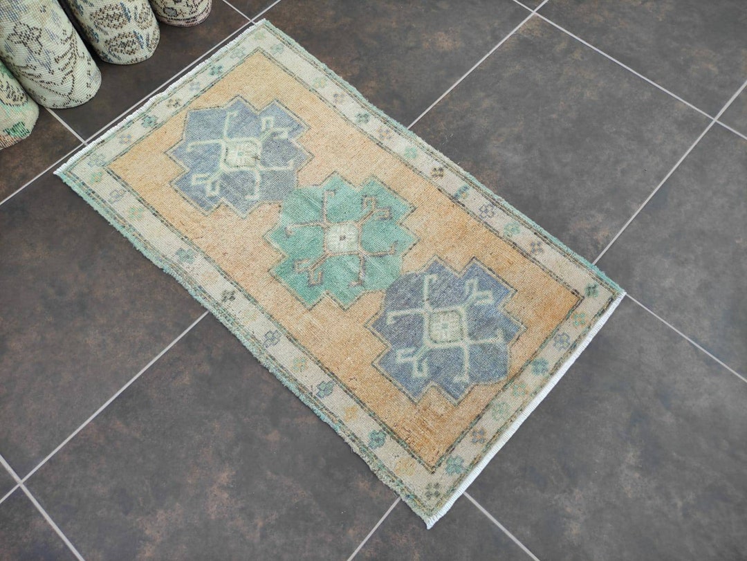 Vintage Turkish Small Carpet 1.7x3.0 Small Oushak Carpet, Small Tribe ...