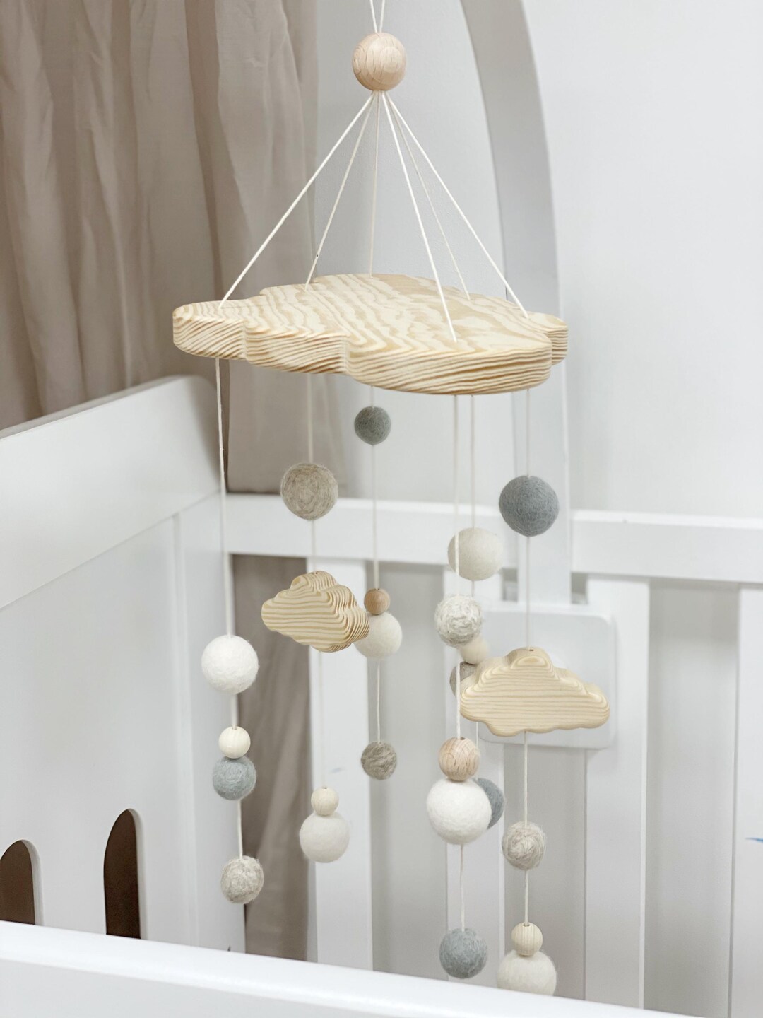 MOBILE for Baby Wooden Cloud, Mobile for Cot, Bassinet Mobile, Mobile ...