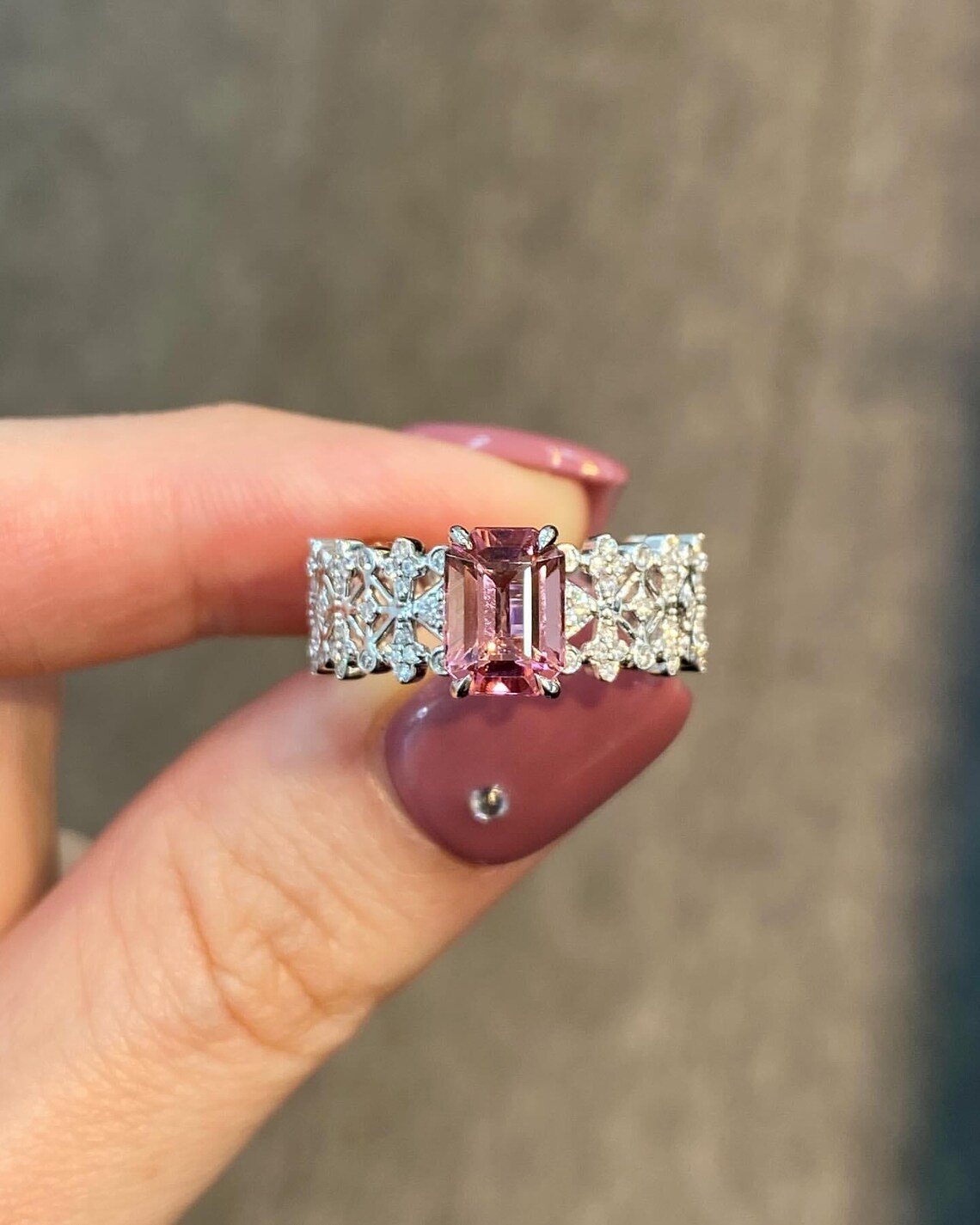 Gorgeous Pink Sapphire Ring Vintage Octagon Shape Ring 925 Sterling ...