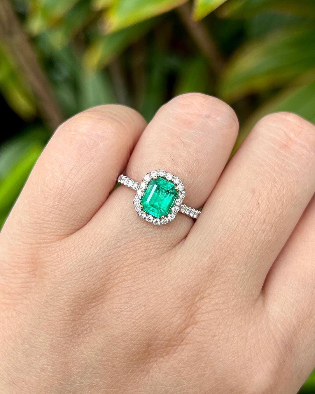 Gorgeous Emerald Ring Beautiful Octagon Emerald Stone Ring 925 Sterling ...