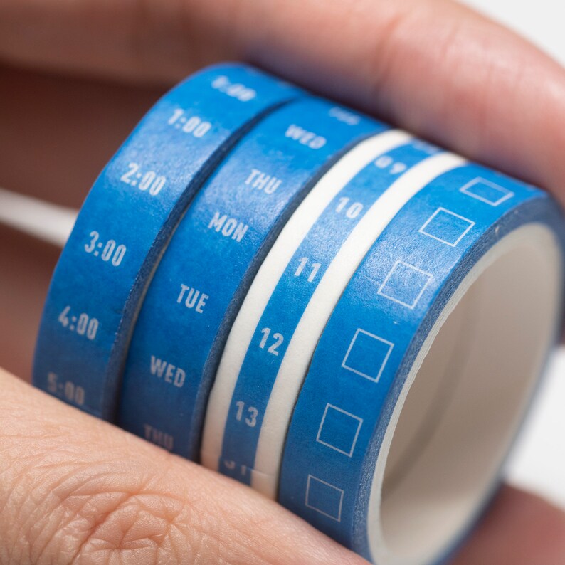 Time Management Washi Tape Set 4 Rolls 8mm X 5m for | Etsy UK