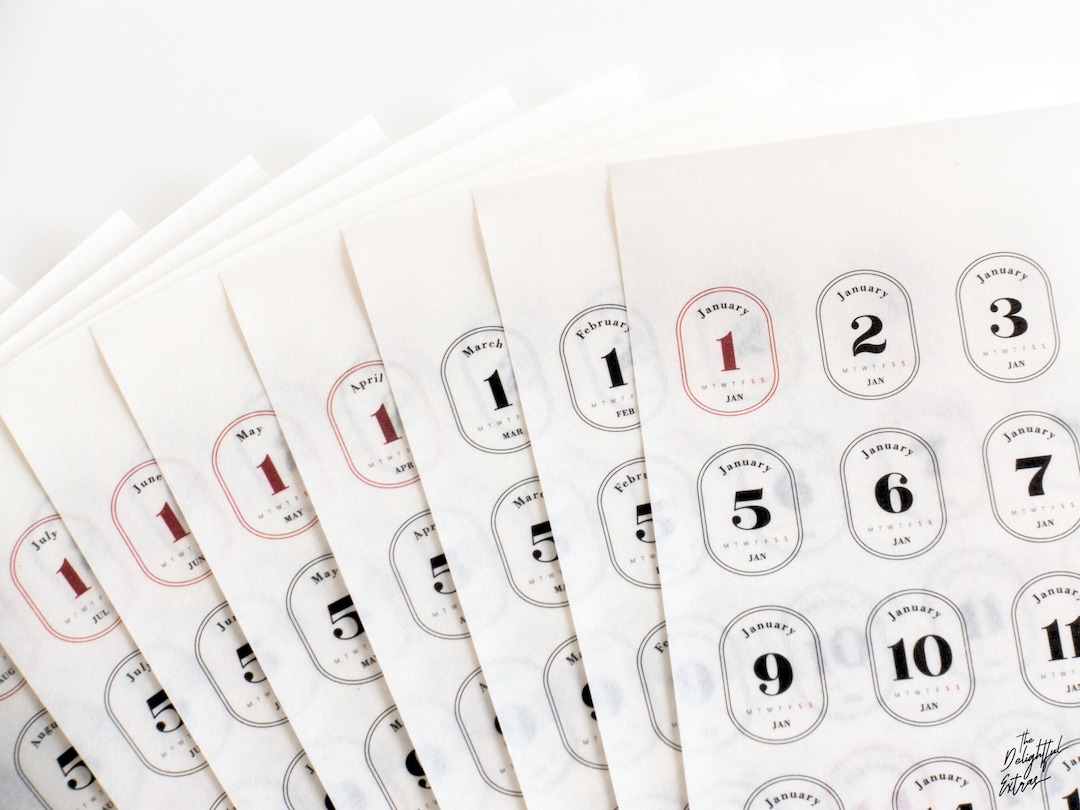 365 Date Stickers for Diary & Daily Planner retro Style for Undated ...