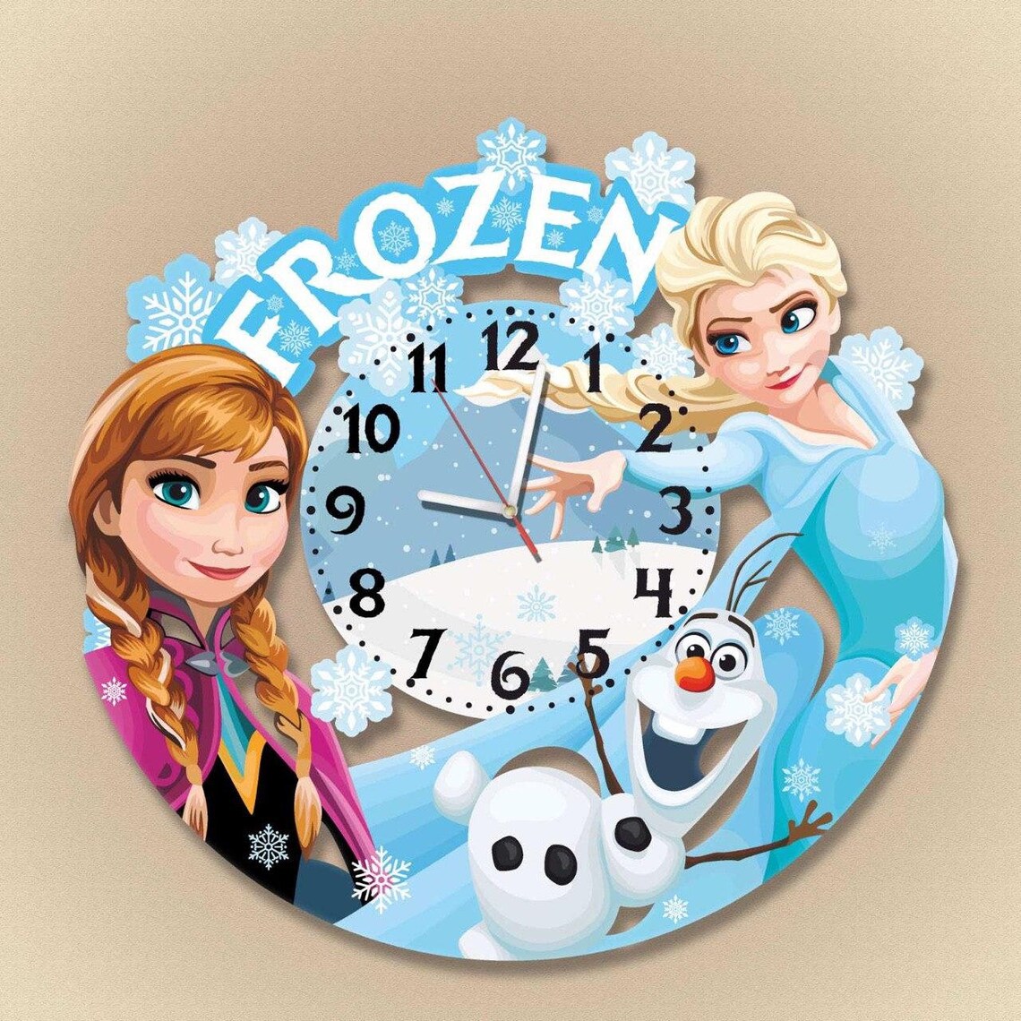 Disney Frozen wall clock Queen Elsa Princess Anna Olaf | Etsy