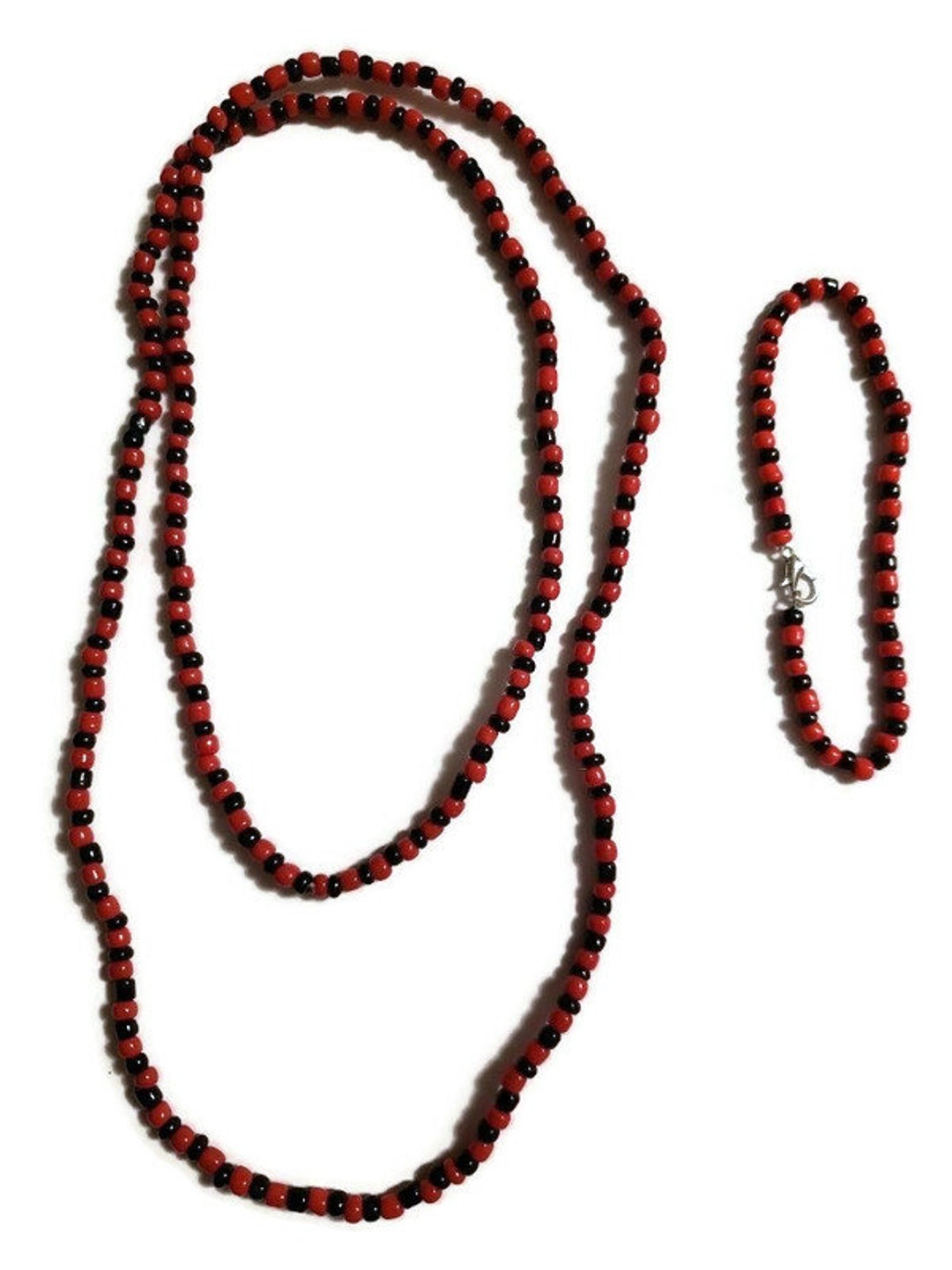 ELEGUA - Santeria Glass Bead Singe Strand Necklace and Bracelet Set ...