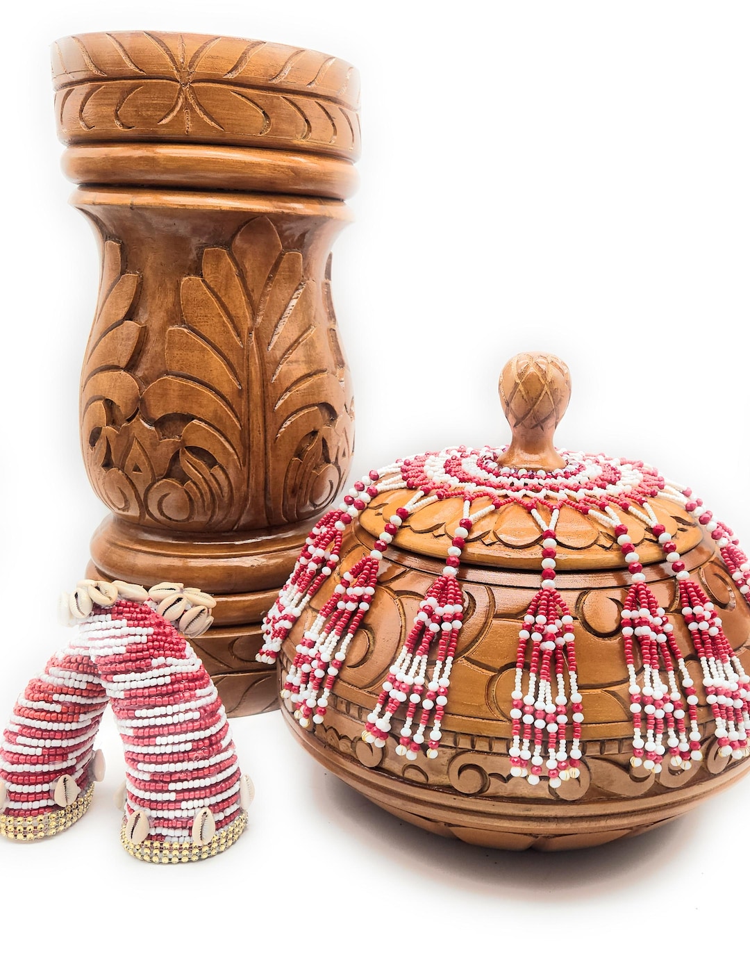 SHANGO - Shango Set: Batea & Pilon De Madera Decorado Y Tarros - Etsy