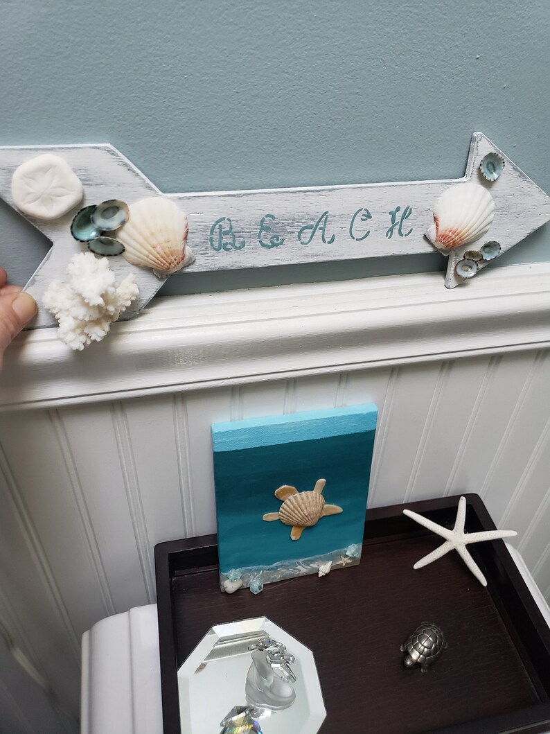 Beach Arrow Sign With Shells and Coral - Etsy
