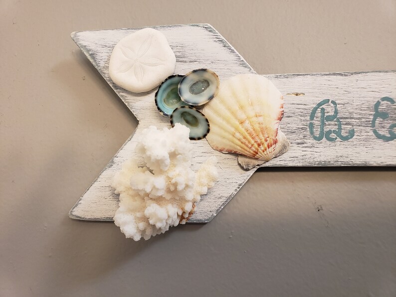 Beach Arrow Sign With Shells and Coral - Etsy