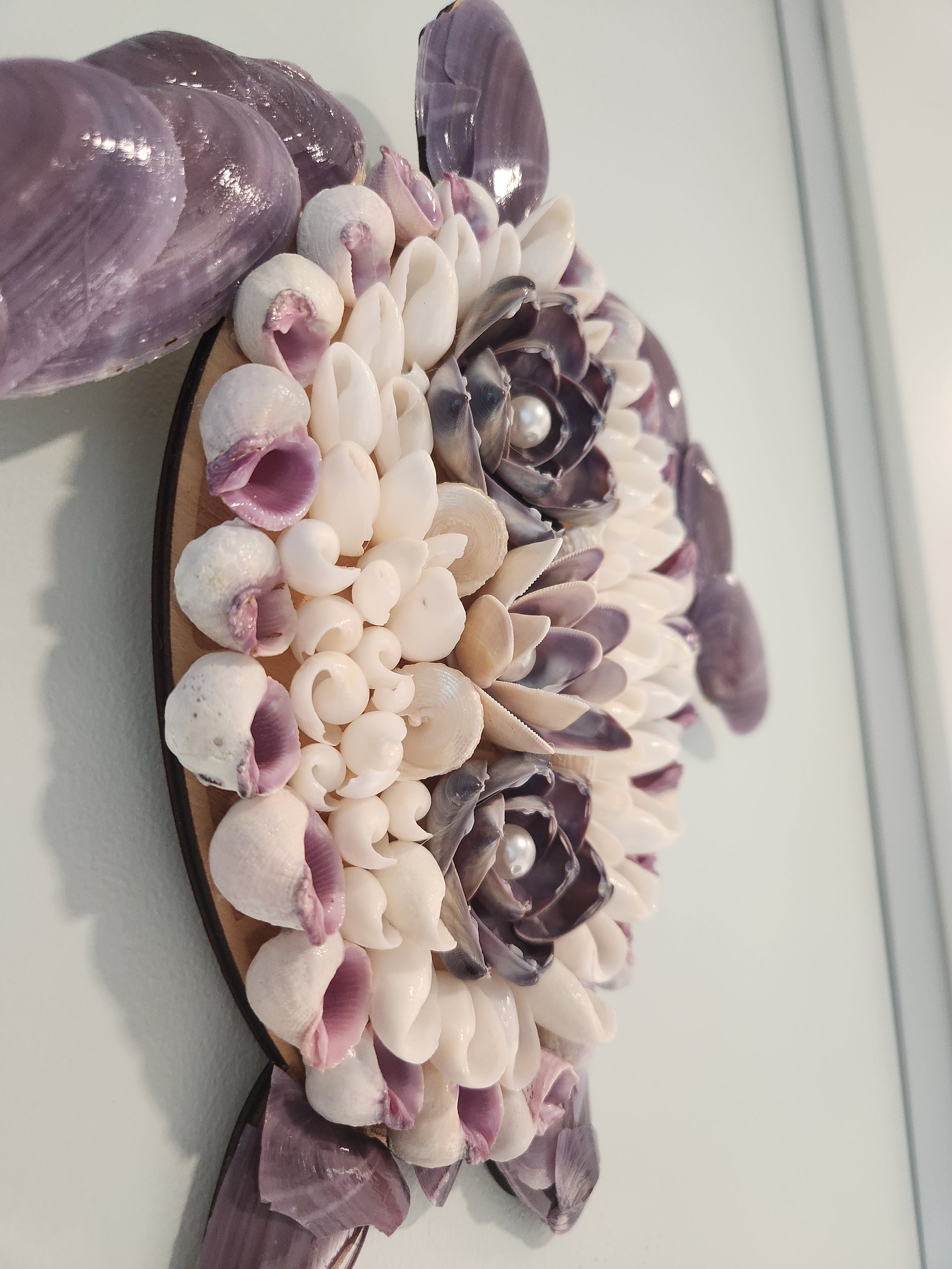 Seashell Turtle Mosaic Purple White Coastal Decor Gift - Etsy