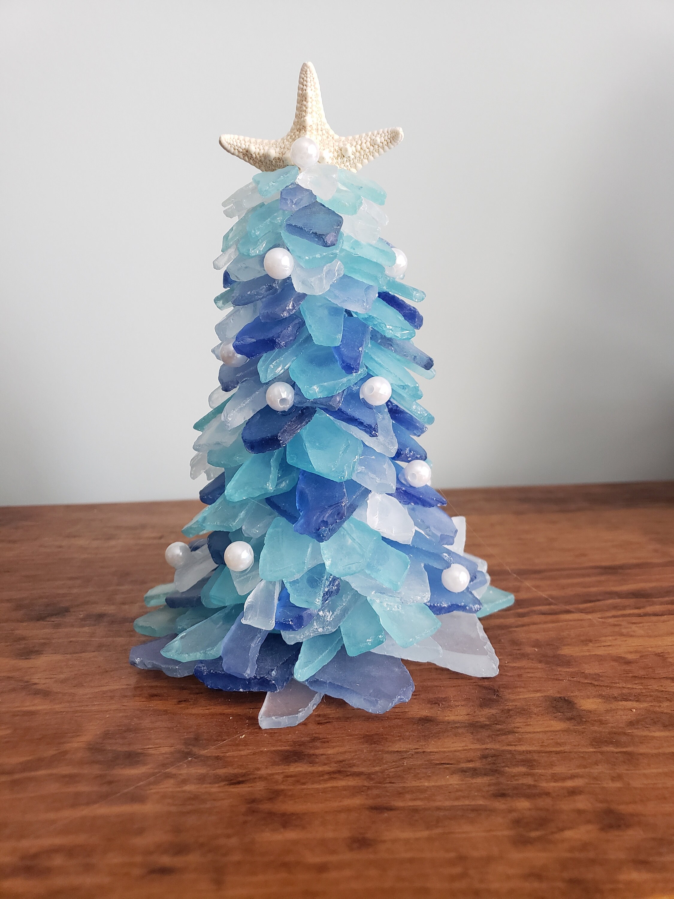 Sea of Blue Sea Glass Tree With Pearls Coastal Decor - Etsy