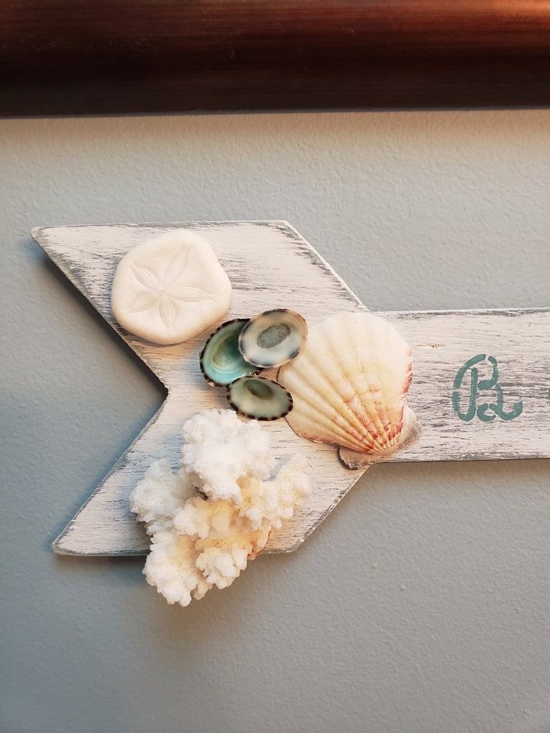Beach Arrow Sign With Shells and Coral - Etsy