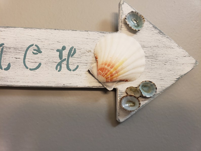Beach Arrow Sign With Shells and Coral - Etsy