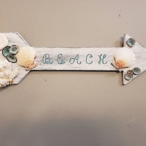 Beach Arrow Sign With Shells and Coral - Etsy