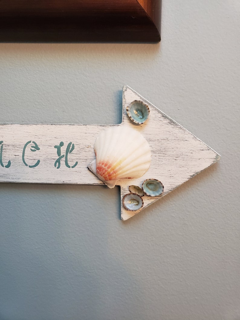 Beach Arrow Sign With Shells and Coral - Etsy