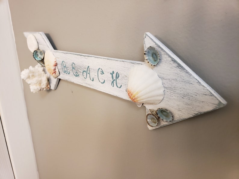 Beach Arrow Sign With Shells and Coral - Etsy