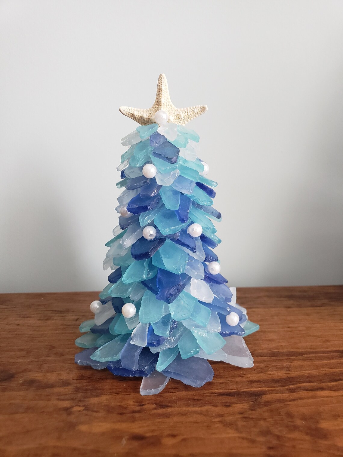 Sea of Blue Sea Glass Tree With Pearls Coastal Decor - Etsy