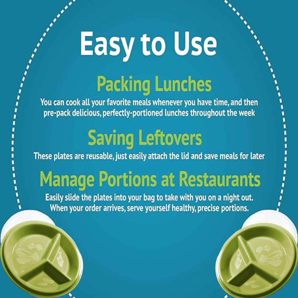 Divided Lidded Sectioned Plate Lunch Bag, Nutrition Guide and Healthy ...