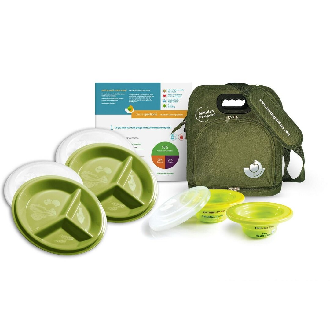 Lunch Sectioned Plate Bowl Bag Pack, 6-sided Nutrition Guide Plastic ...