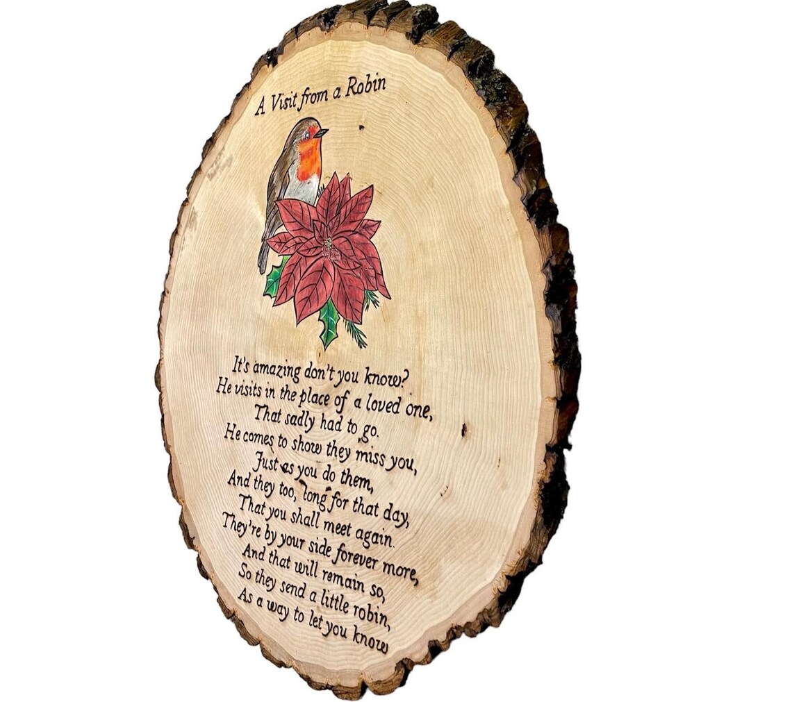 Wood Burning Robin Poem: Memorial Gift, Christmas in Heaven - Etsy