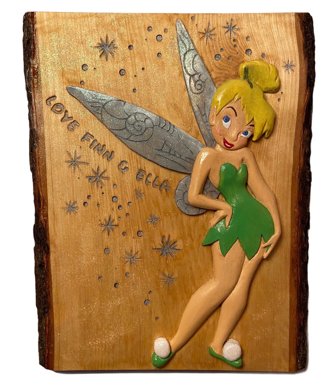 Tinkerbell Wood Carving Wall Art Cartoon Character Collector Peter Pan ...