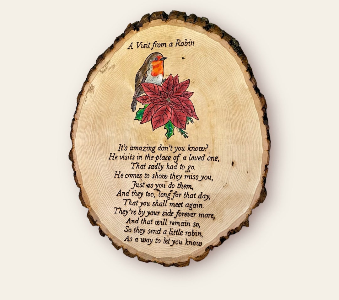 Wood Burning Robin Poem: Memorial Gift, Christmas in Heaven - Etsy