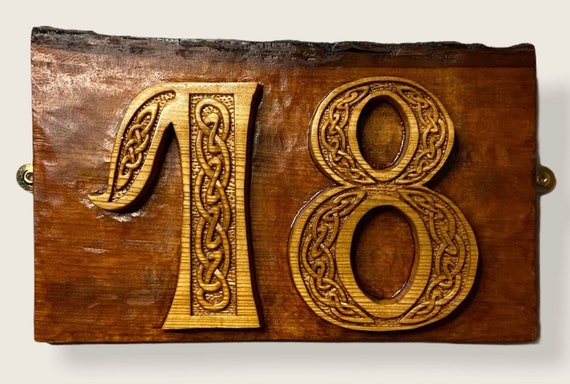 House Numbers Celtic Design Wood Carving Address Sign Irish - Etsy