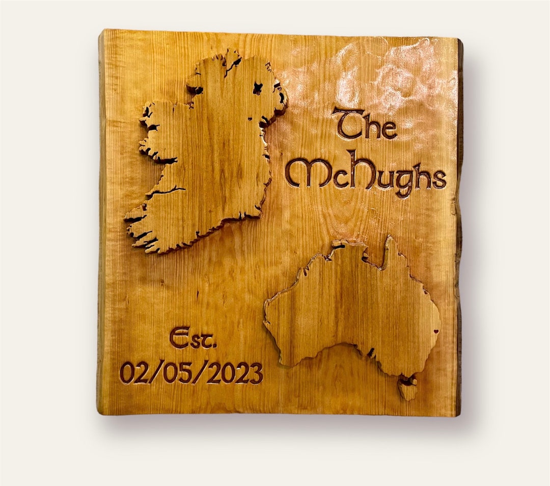 Ireland Australia Map Wood Sign Wood Carving Wedding Gift Country Maps ...