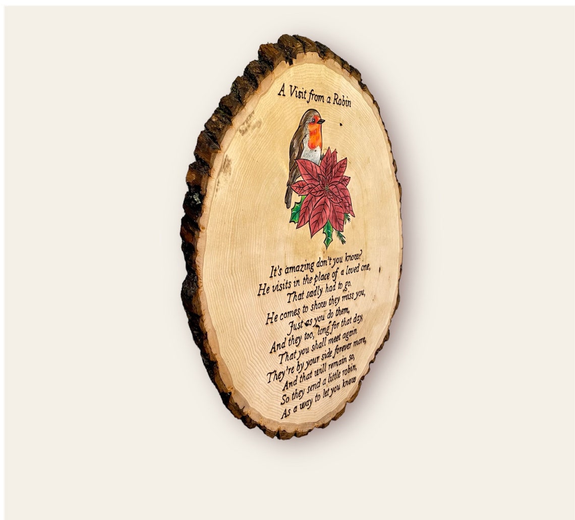 Wood Burning Robin Poem: Memorial Gift, Christmas in Heaven - Etsy