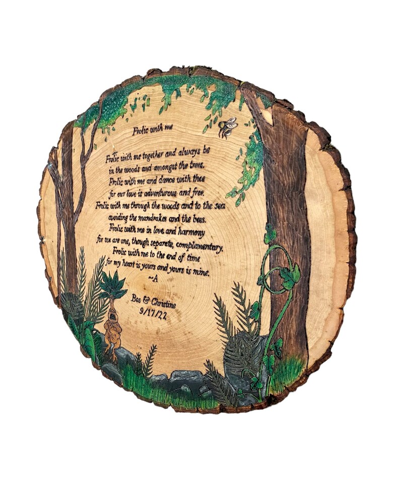 Custom Wood Burning Poem Art: Rustic Basswood Log Slice - Etsy Australia