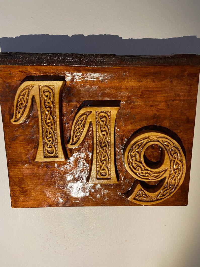 House Numbers Celtic Design Wood Carving Address Sign Irish - Etsy ...