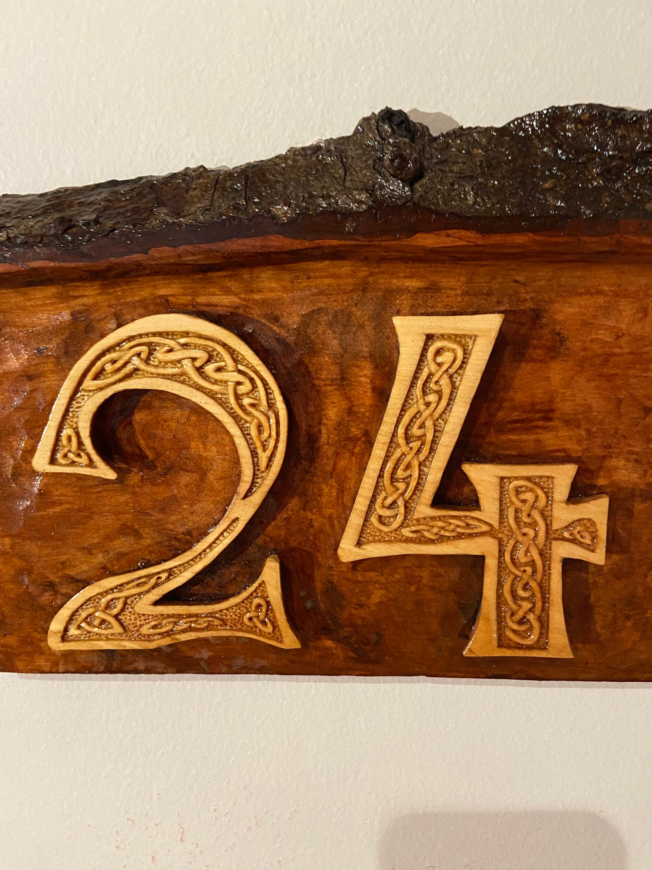 Hand Carved Celtic House Number Sign - Irish Address Plaque - Etsy