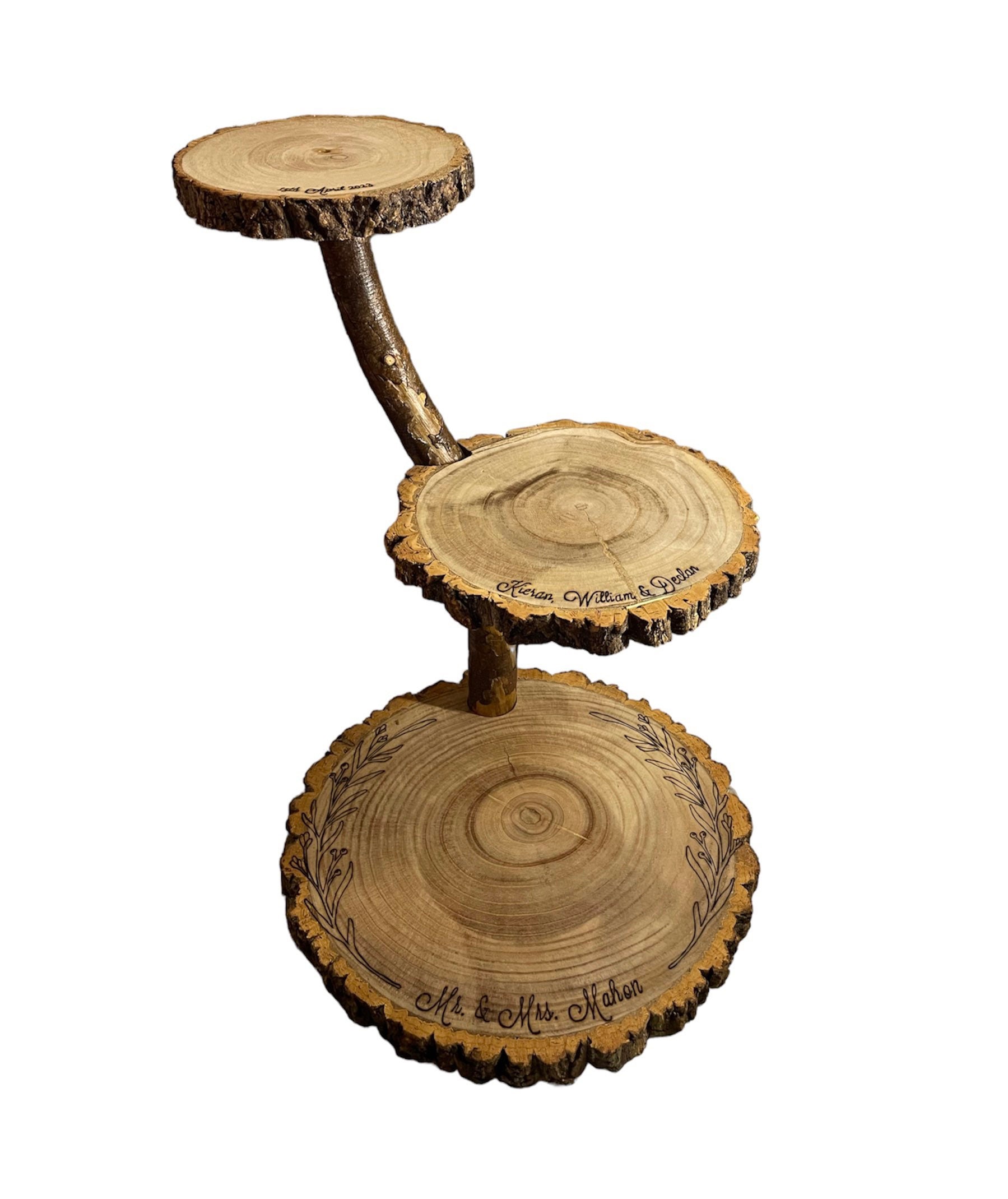 Rustic Three Tier Log Slice Cake Stand: Hand Burned Wedding Platter - Etsy